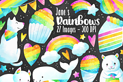 Watercolor Rainbow Party Clipart, an Illustration by DigitalArtsi