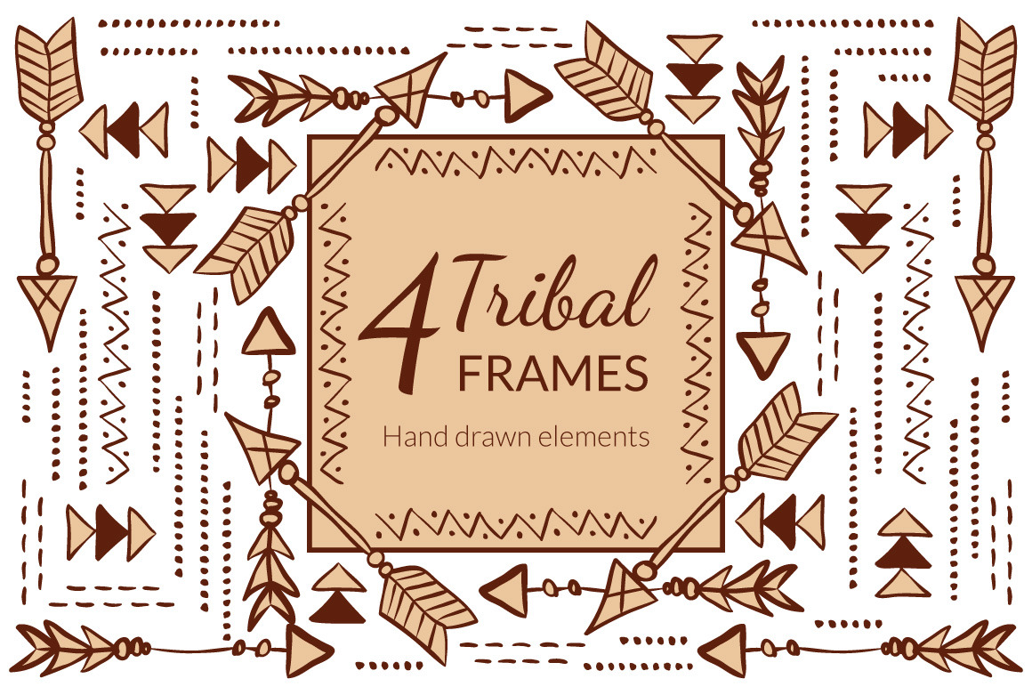 4 Tribal Hand drawn Frames Set, a Decorative Illustration by Lianella's ...