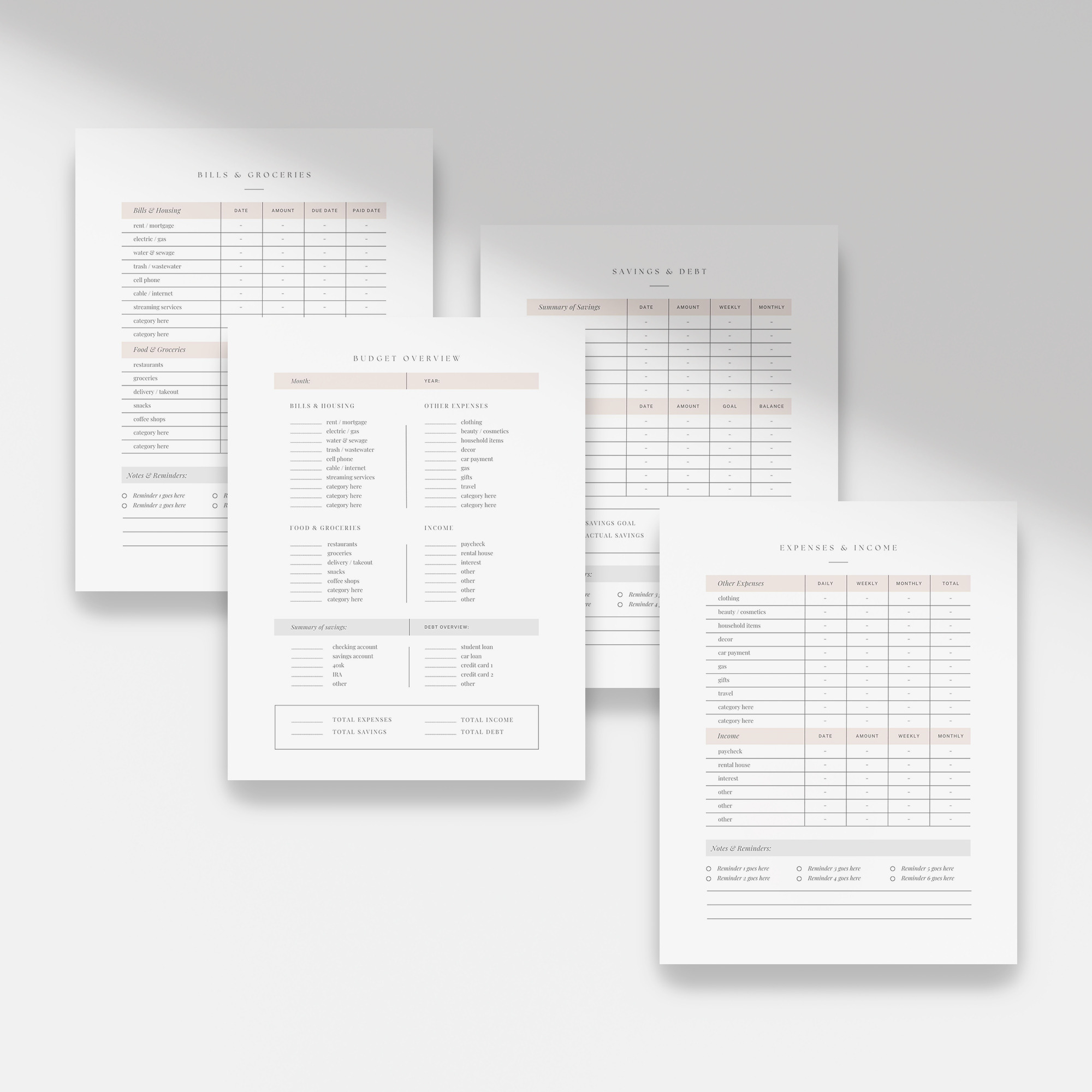 4 Page Budget Planner Template, a Marketing Template by roselindoco ...