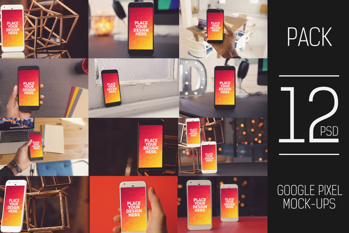 12 PSD Google Pixel Mock-up, an Android Mockup by Laura