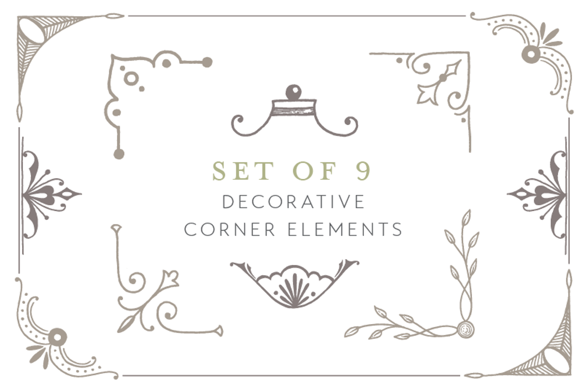 9 Hand Drawn Corner Elements, an Object Graphic by Bianca Mascorro Art
