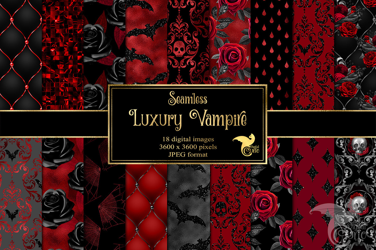 Luxury Vampire Digital Paper, a Texture Graphic by Digital Curio