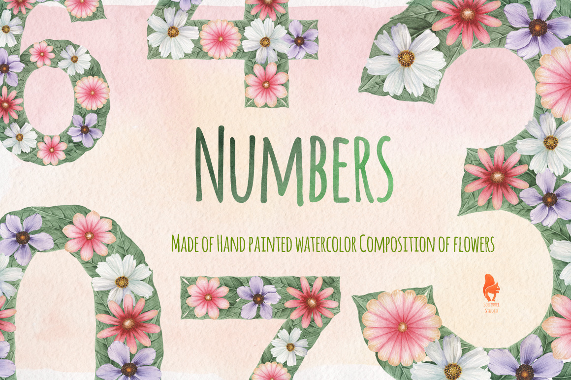 Numbers, Watercolor collection | Decorative Illustrations ~ Creative Market