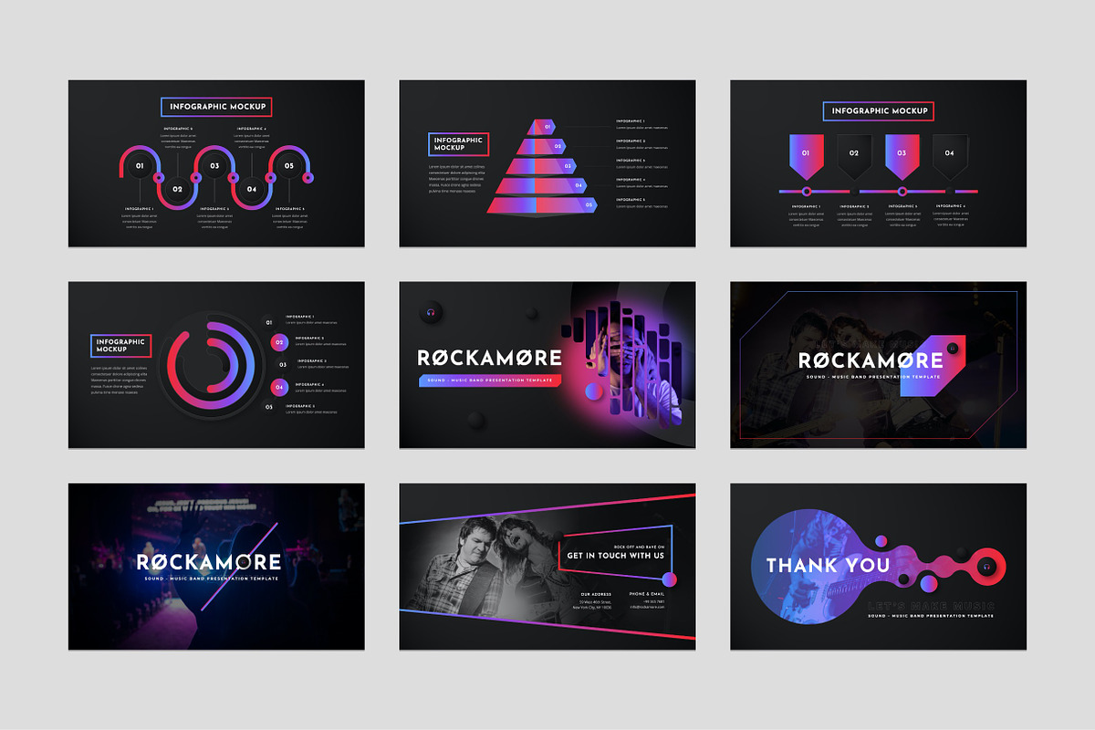 Music Band PowerPoint Template, a Presentation Template by Flat Icons