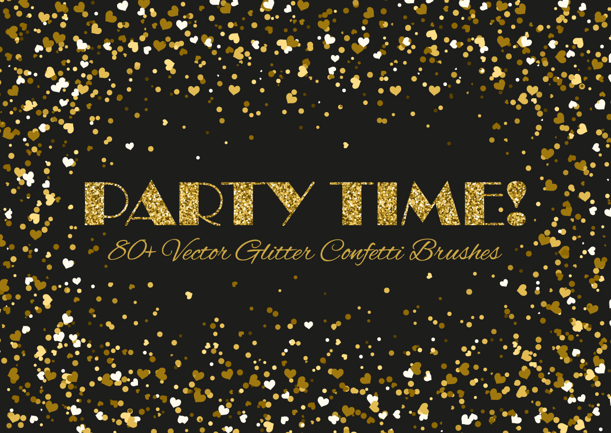 Vector Glitter Confetti Brushes, a Brush Add-On by OlgaRom