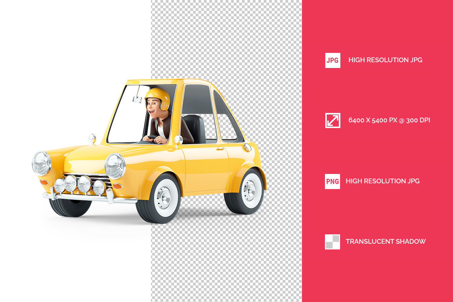 3D Cartoon Man Driving Racing Car, a Person Illustration by 3DMask