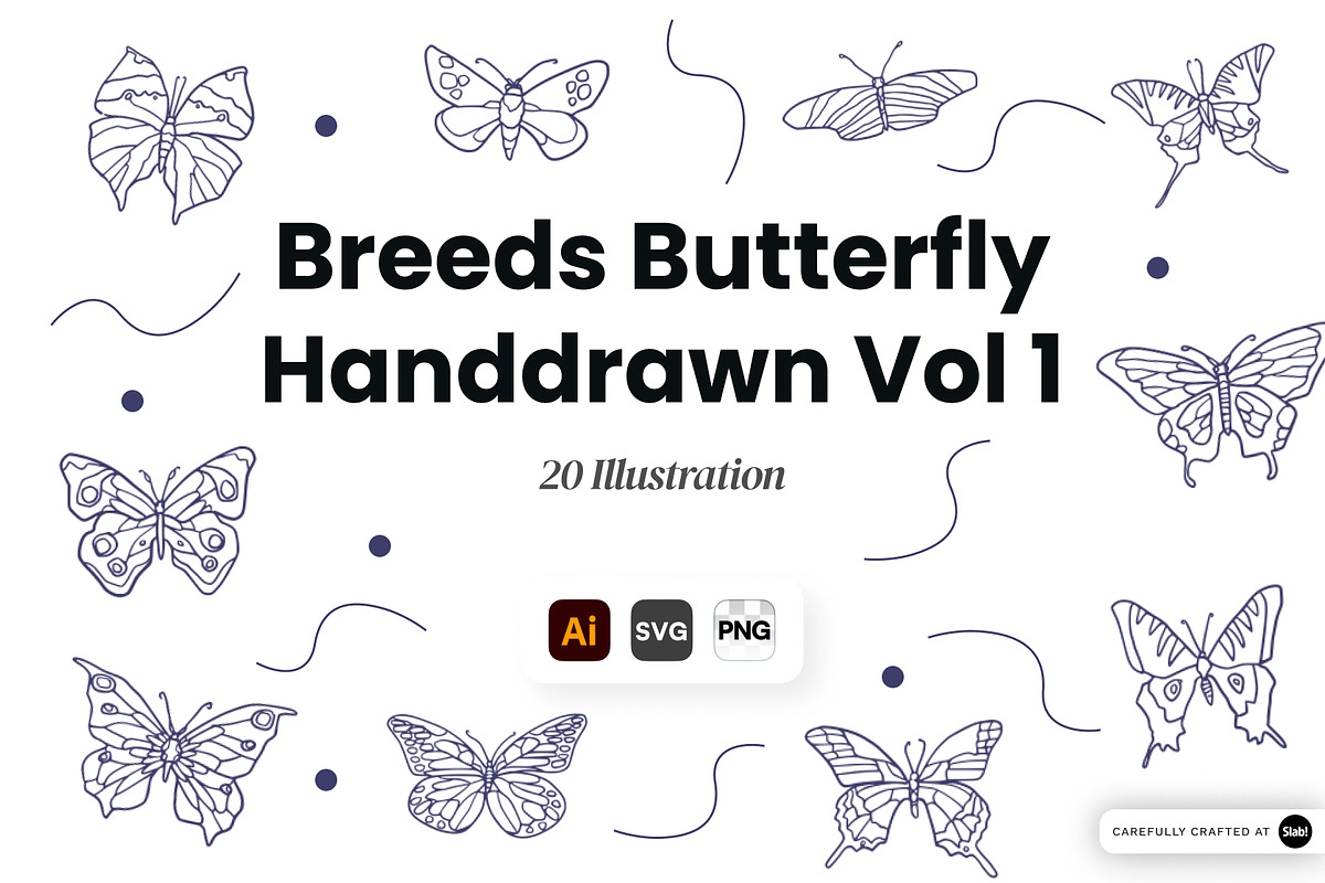 Breeds Butterfly Hand-Drawn Vol. 1, an Animal Illustration by SLAB! Design