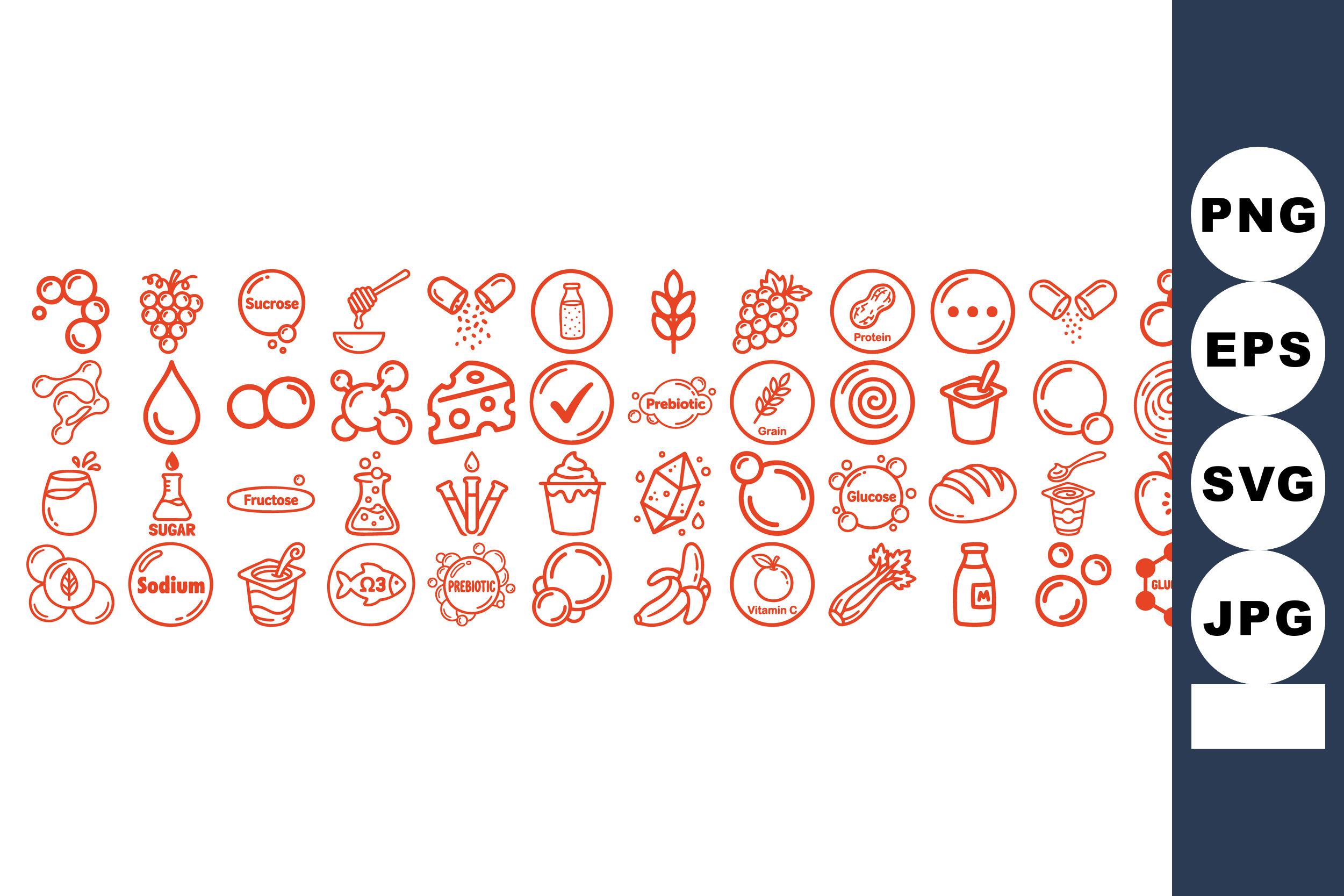 Nutrition Science Icon Clipart Set, an Illustration by designvectx