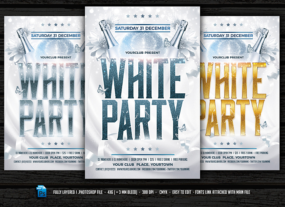 White Party Flyer, a Flyer Template by DesignWorkz | Creative Market