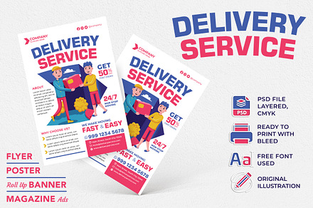Delivery Cargo Courier Flyer | Flyer Templates ~ Creative Market