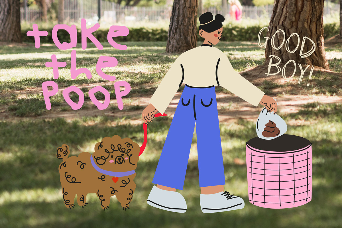 Dogs & Poop. Vector illustration, an Animal Illustration by Luamor