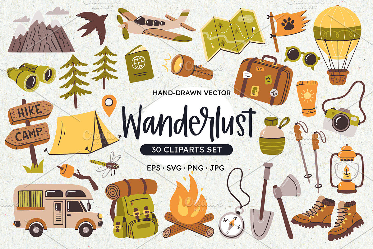 Wanderlust Adventure Vector Cliparts