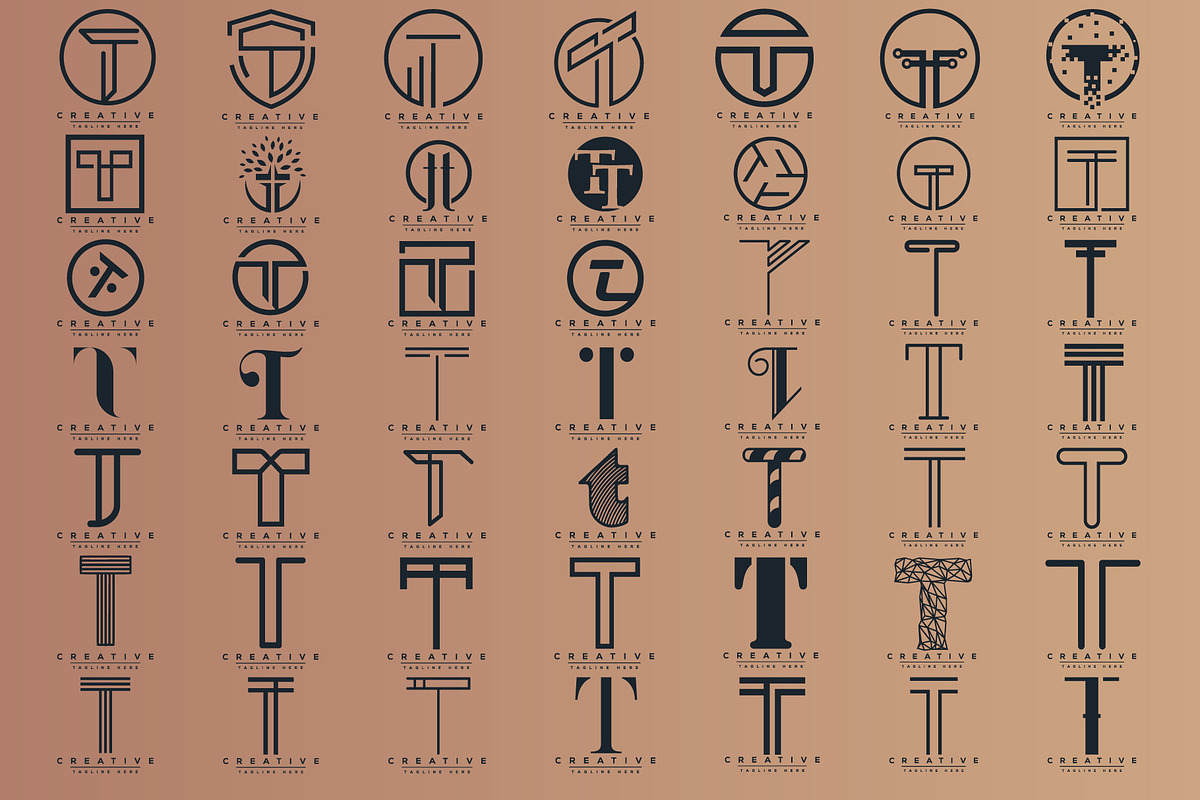 Letter T Logo Bundle TT Monogram Set, a Branding & Logo Template by ...