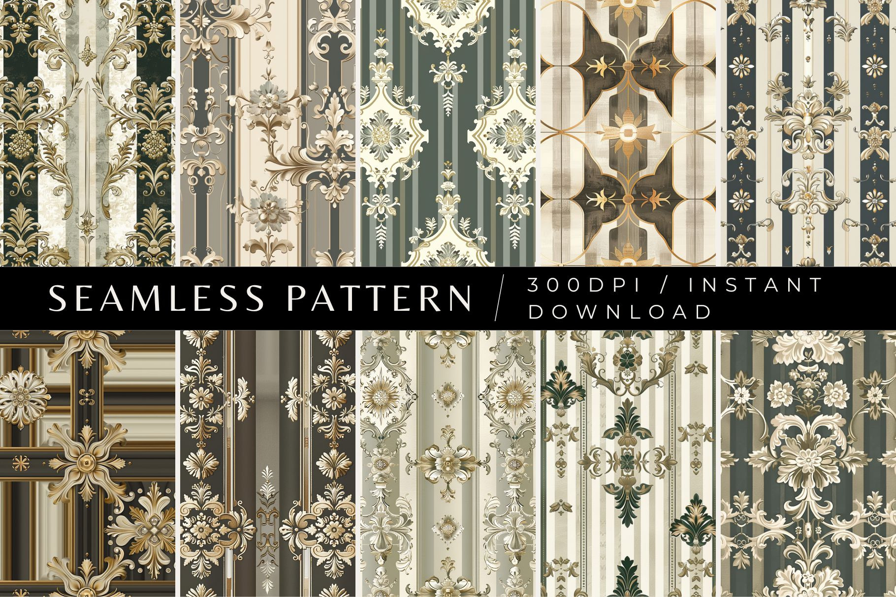 10 Old World Elegance Patterns, a Pattern Graphic by Inknfolly
