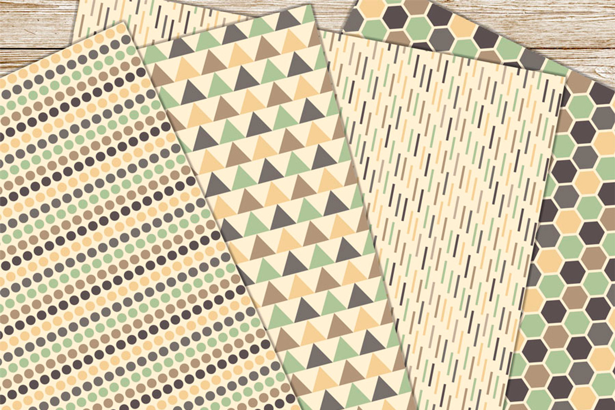 Retro geometric digital paper, a Pattern Graphic by PeDe Designs ...