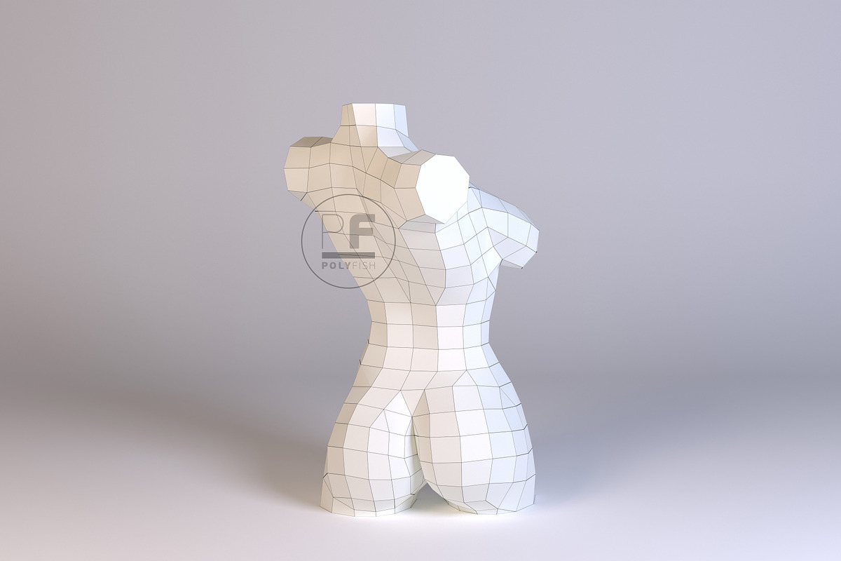 DIY Female torso 3D model template, a Templates & Theme by PolyFish