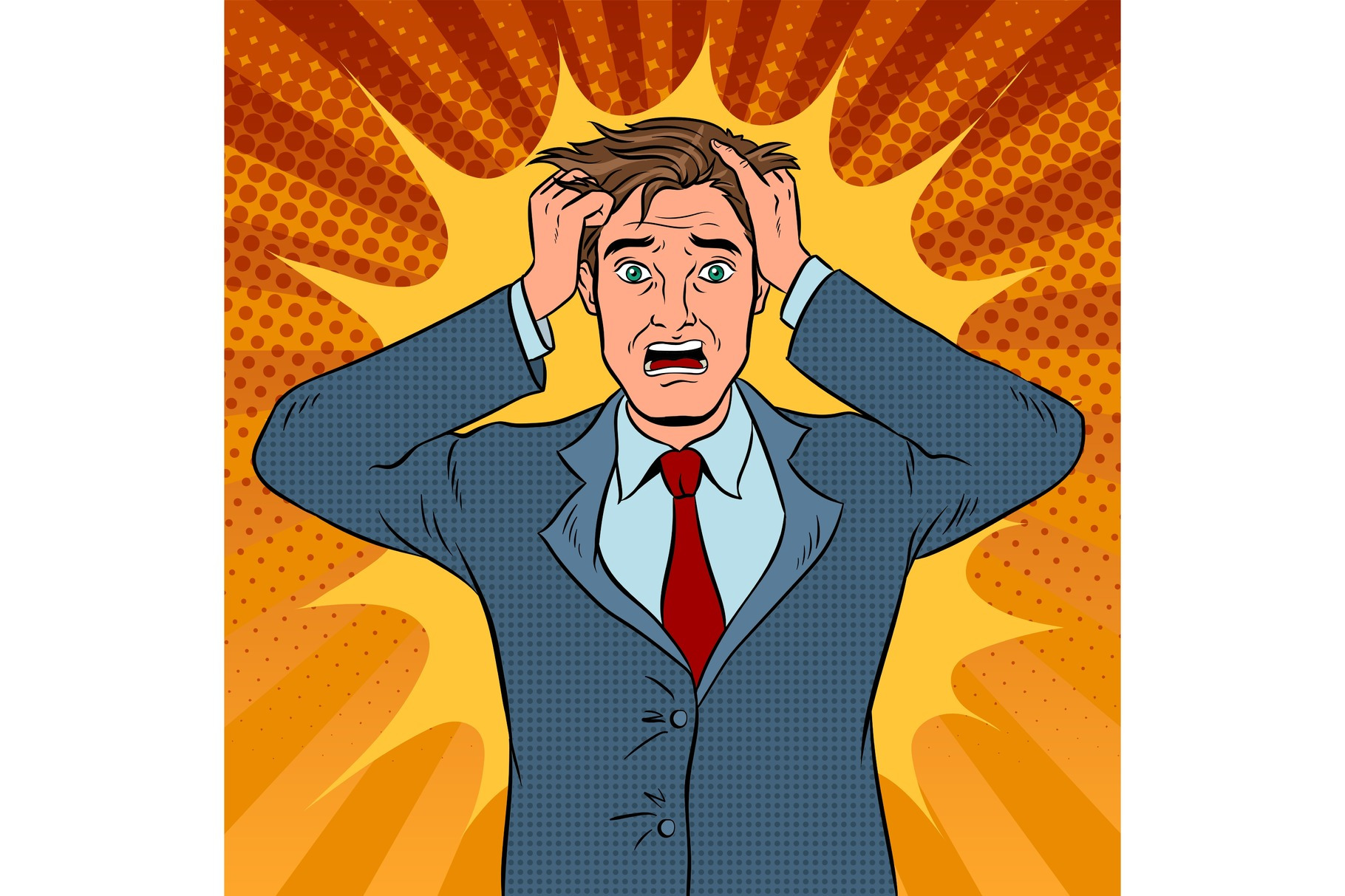 Man with panic emotion pop art vector illustration | Decorative ...