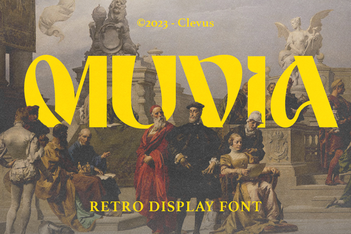 Muvia | Retro Display, a Sans Serif Font by ClevUs