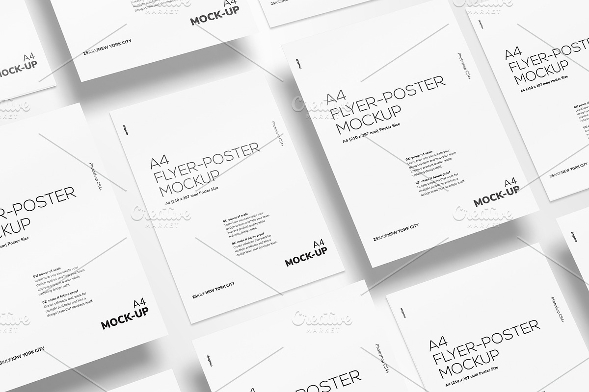Grid A4 Flyer-Poster Floating Mockup, a Print Template by Mockups by ...
