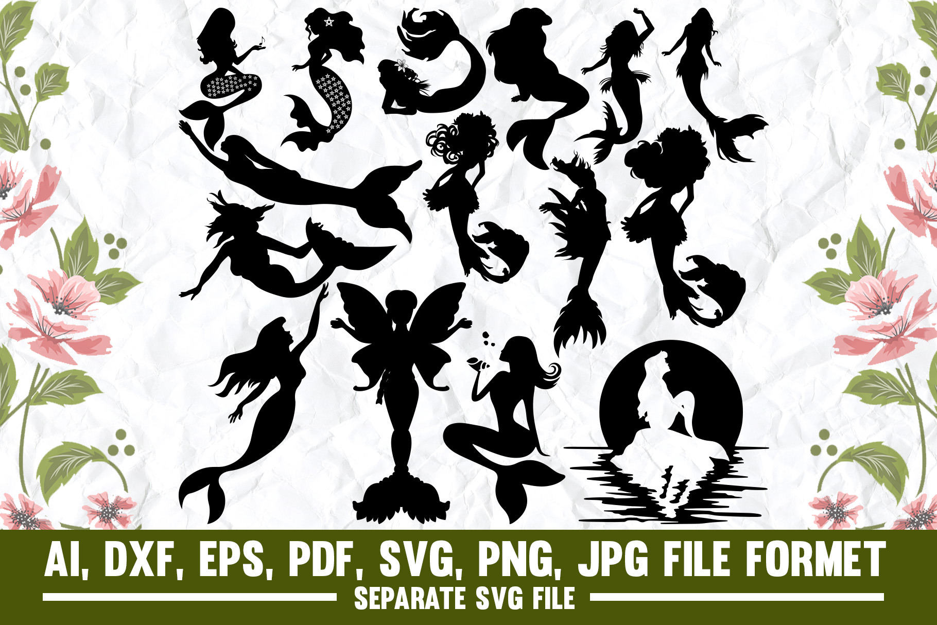 Mermaid svg, an Object Graphic by VectorArtPrintableDesign