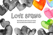 Spring Watercolor Hearts, an Illustration by Naty Art