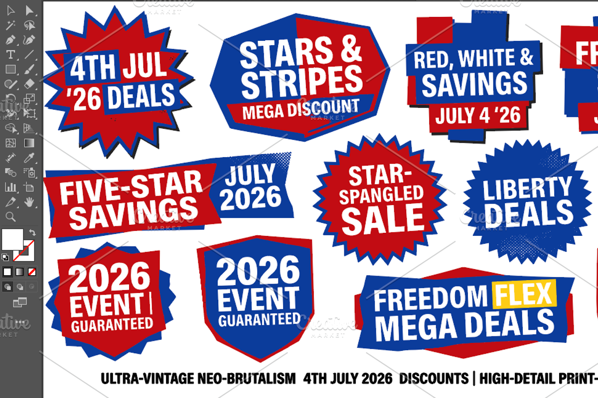 Star-Spangled Sale Badge EPS Bundle, an Object Graphic by NH graphic