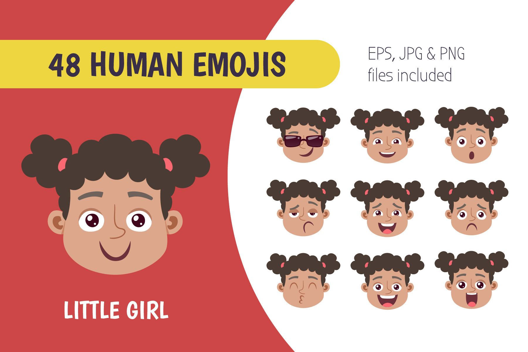 48 little girl emojis set, an Emoji Icon by insemar