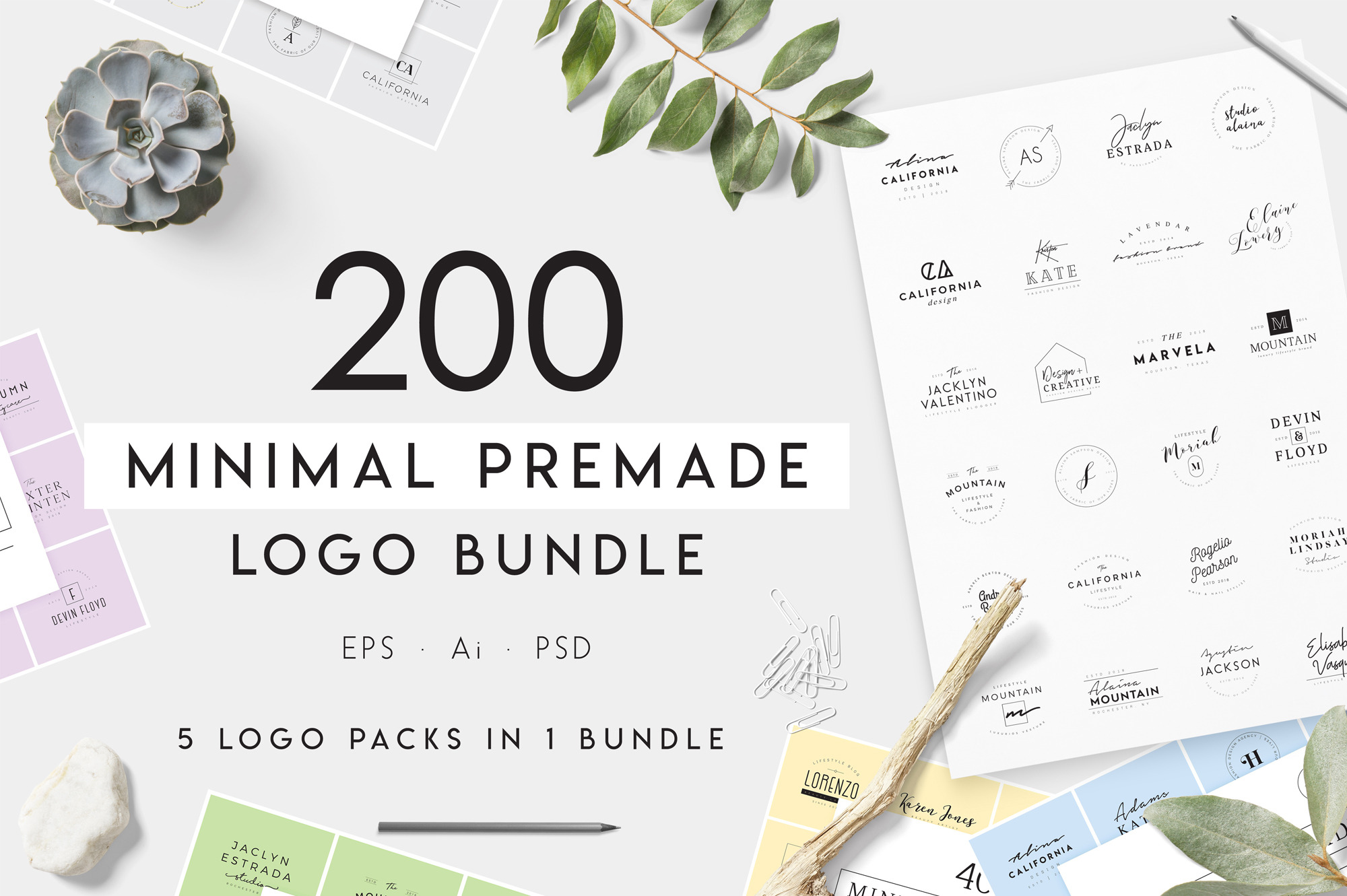 200 Minimal Premade Logo Bundle, a Branding & Logo Template by ...