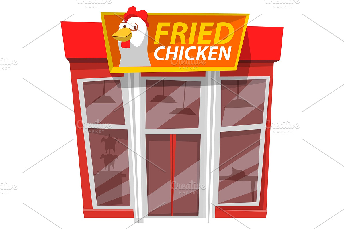 Fried Chicken, Cafe Building, Facade, a Food Illustration by robuart ...