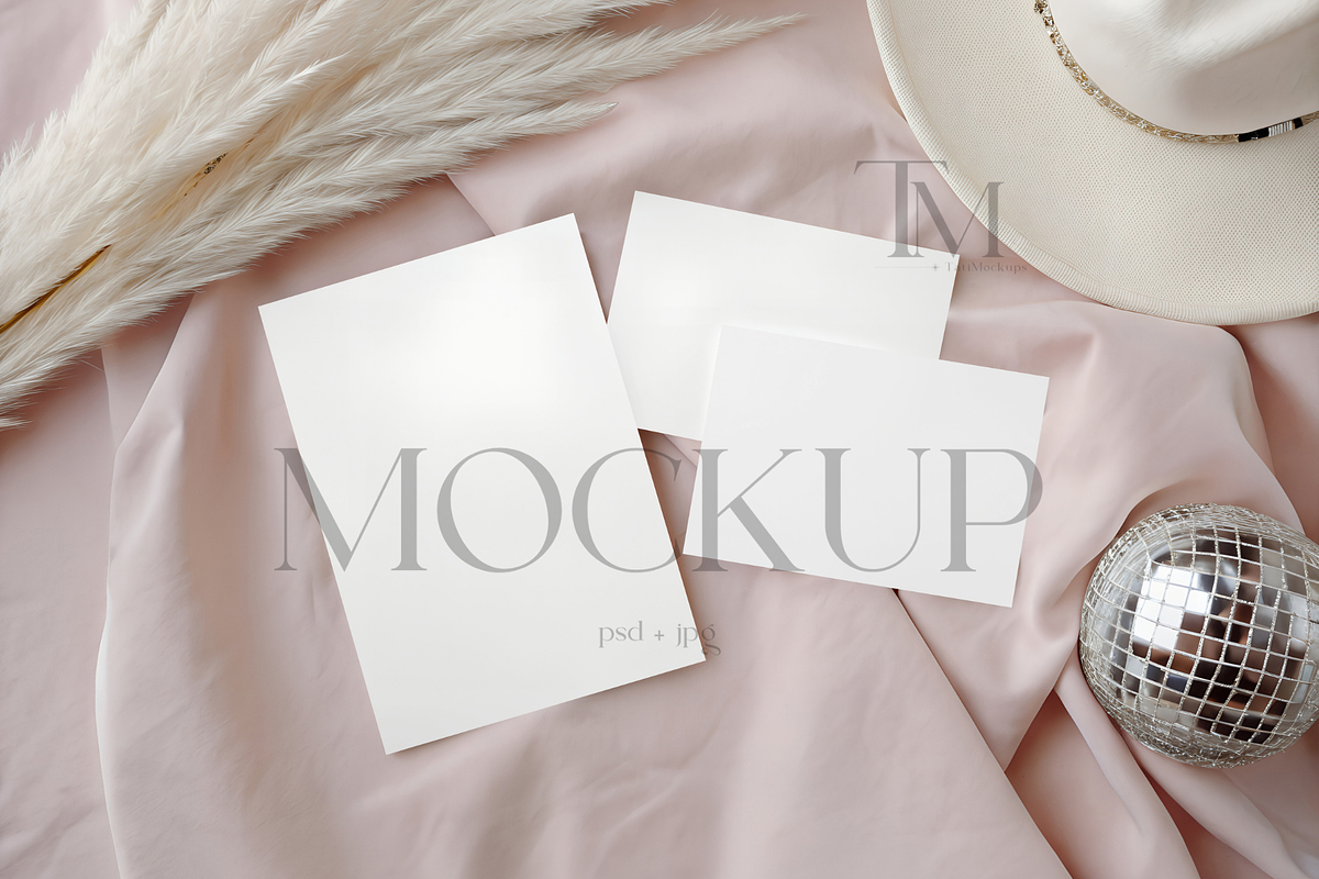 Baby Shower Card Set Mockup, a Product Mockup by TatiMockup