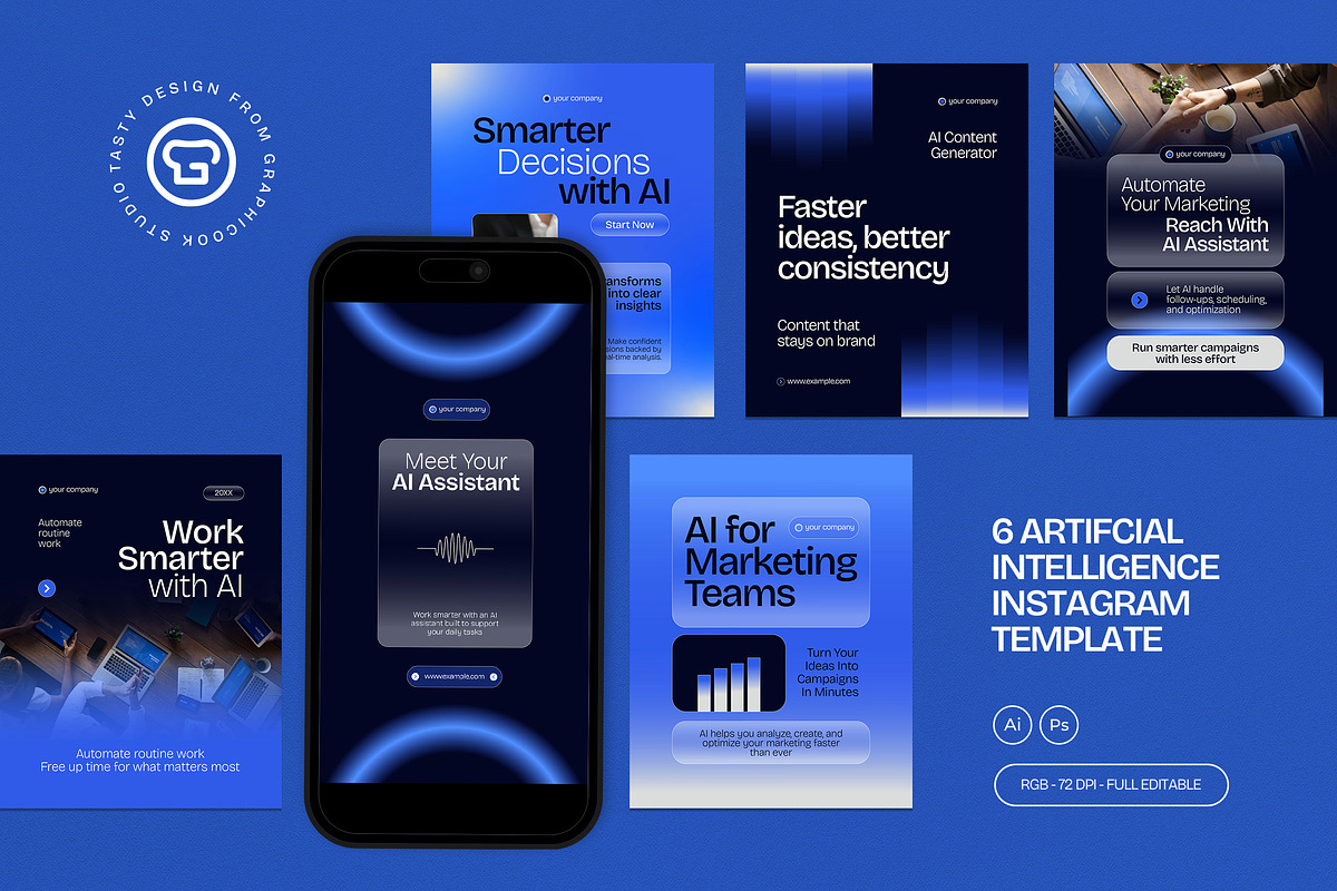 AI Assistant Instagram Template, a Social Media Template by graphicook