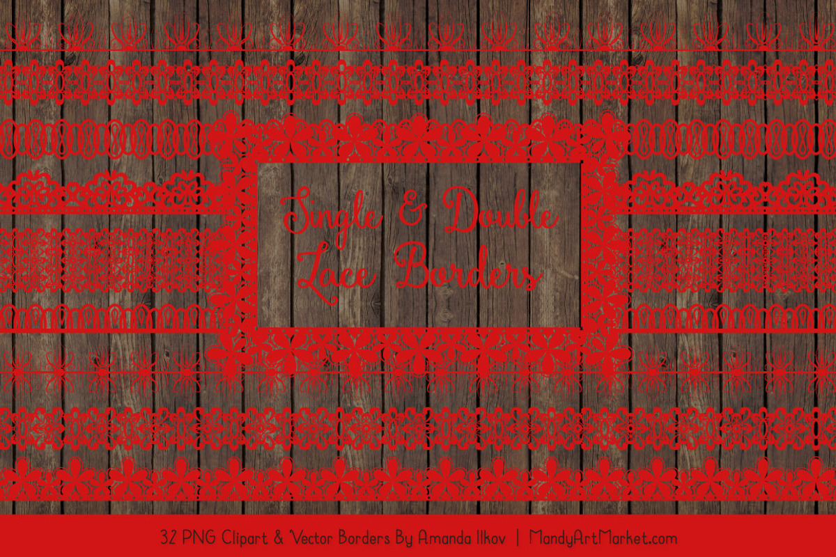 Red Lace Clipart Borders, an Illustration by Amanda Ilkov