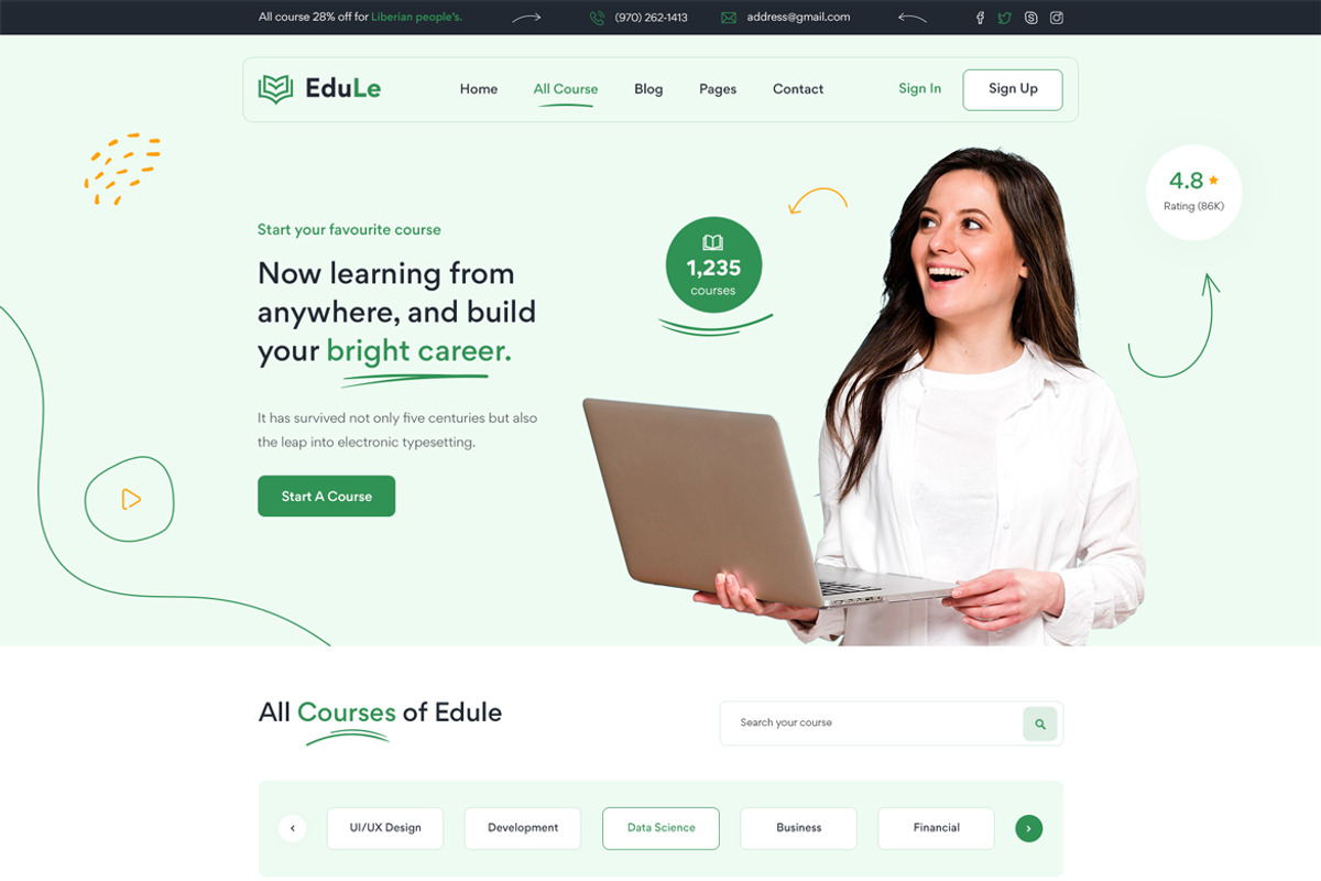 eLearning Website Template - Edule, a Bootstrap Template by HasThemes ...