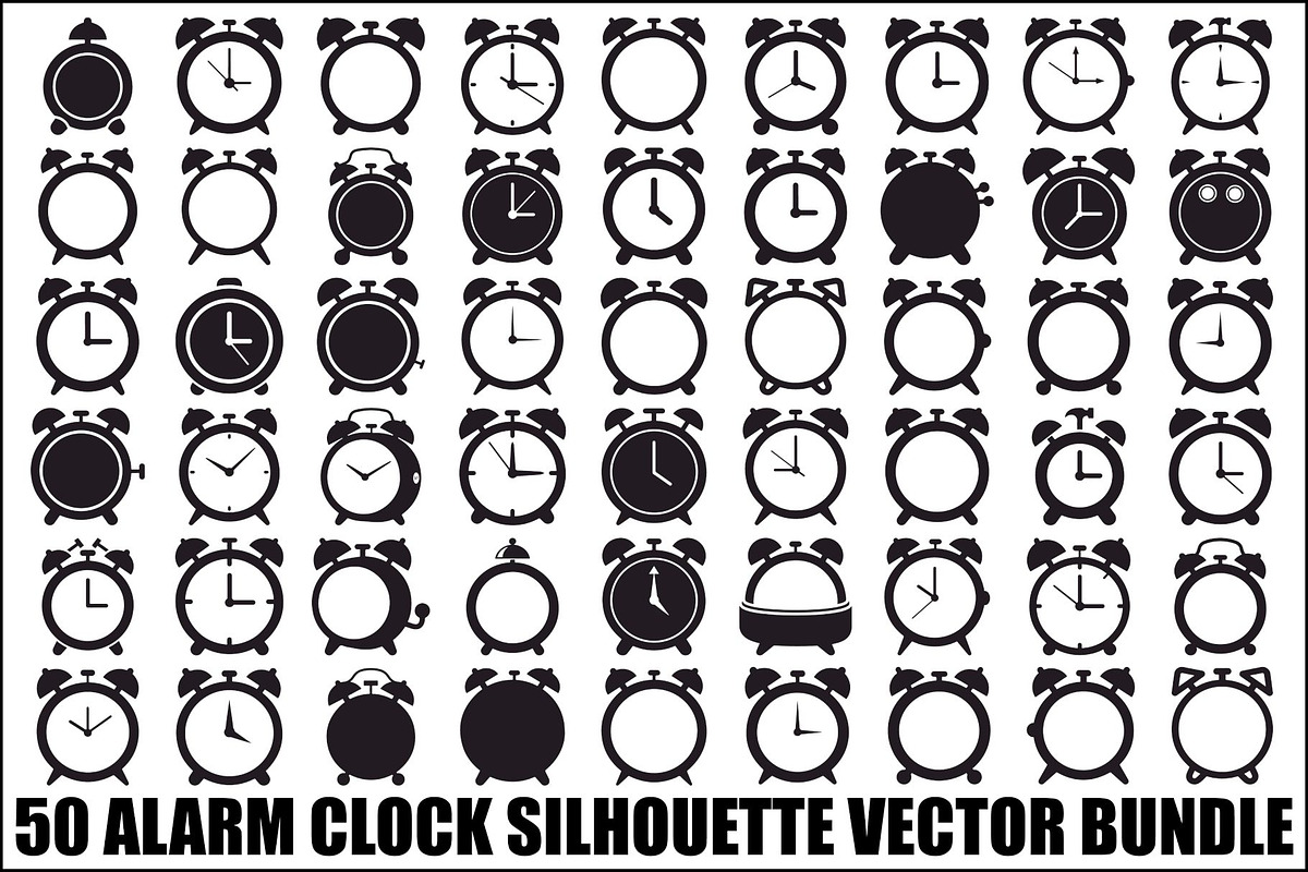 Alarm Clock Silhouette Vector Bundle, an Illustration by Creativeshirt