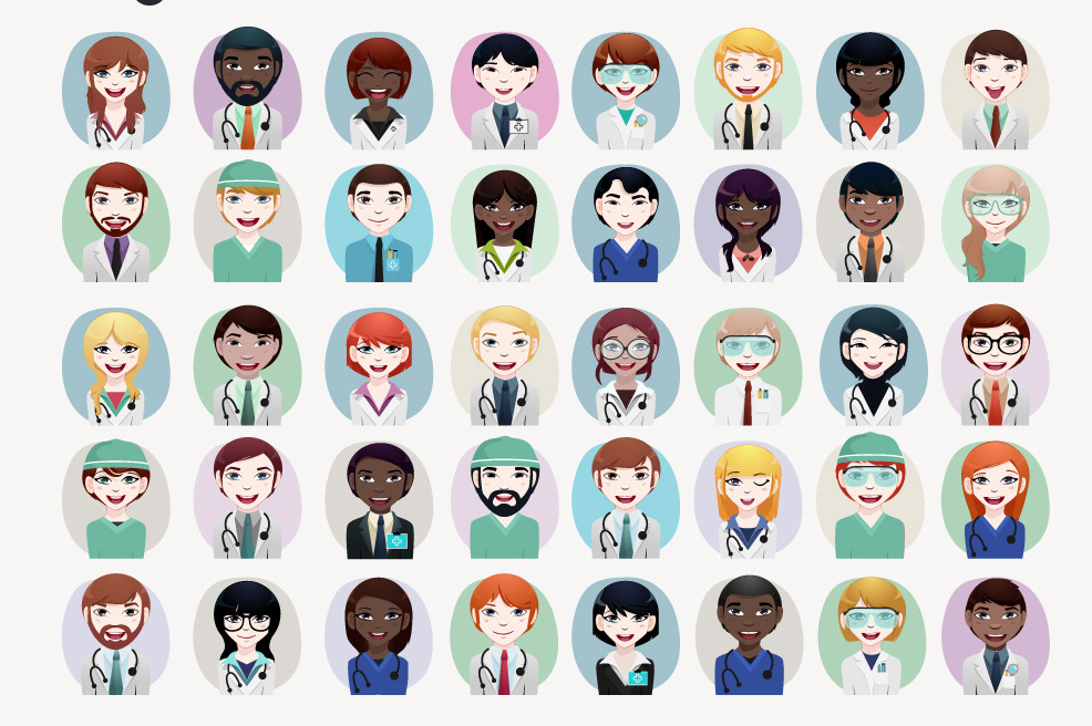 40 x Medical & Science personnel, a Healthcare Illustration by Beatriz ...