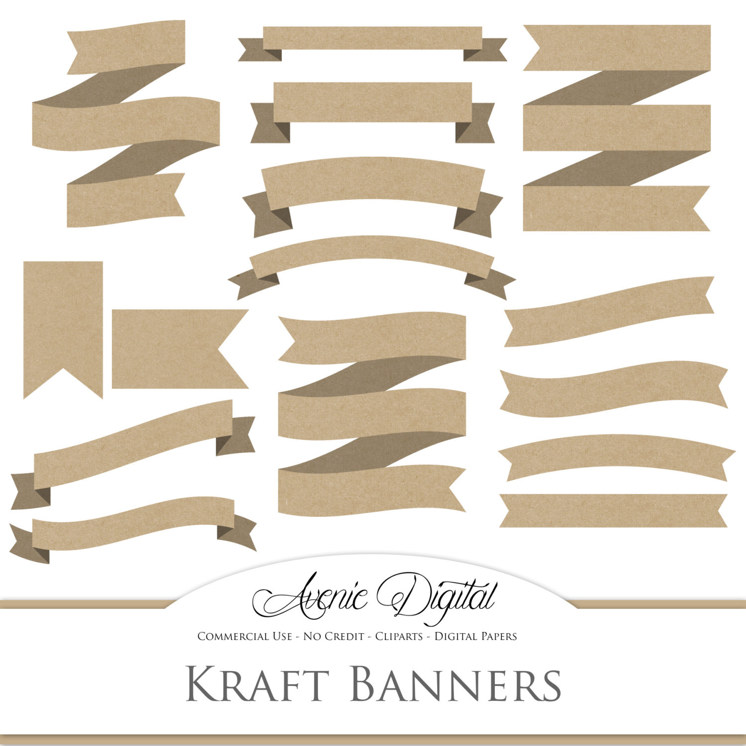 Kraft Paper Ribbon Banners, an Illustration by Avenie Digital