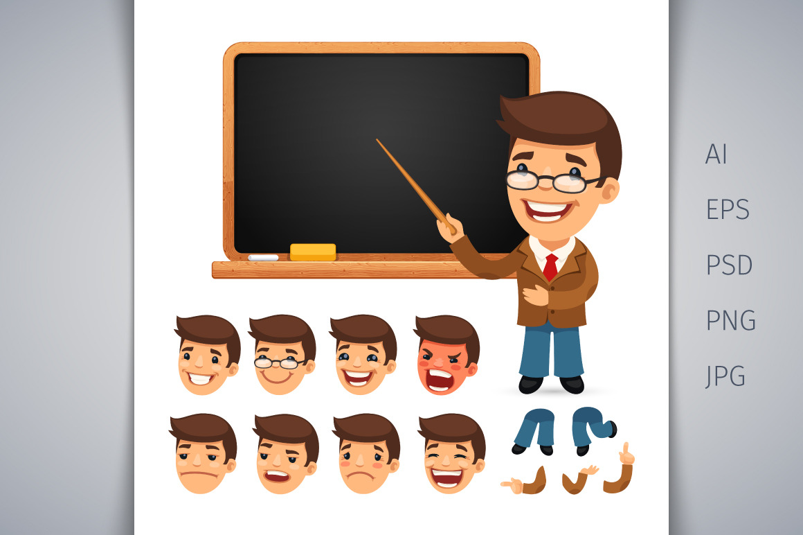 Set of Cartoon Teacher Character, an Education Illustration by Voysla's ...