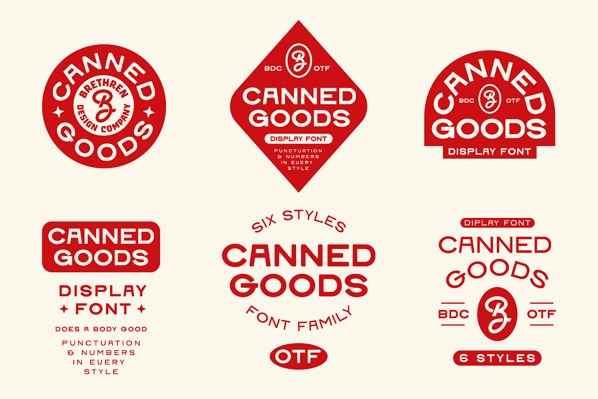 Canned Goods Font Family, a Font by Brethrendesignco