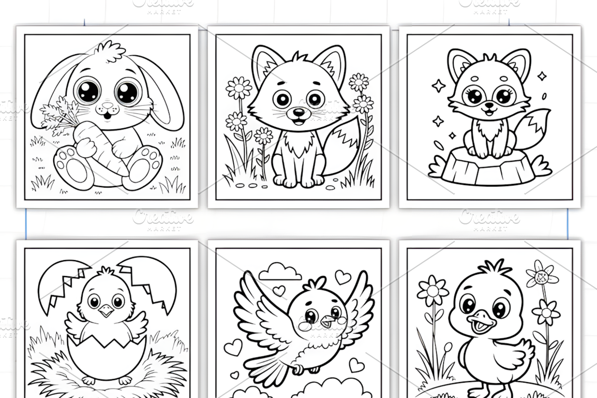 Kawaii Animals Coloring Pages, an Animal Illustration by Ink Gallery
