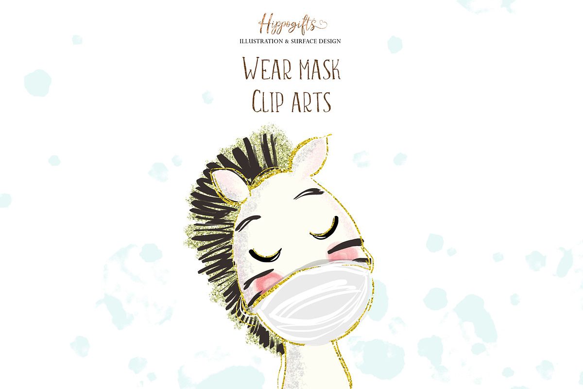 Animals wear mask cliparts, an Animal Illustration by TheHappyGiftArt