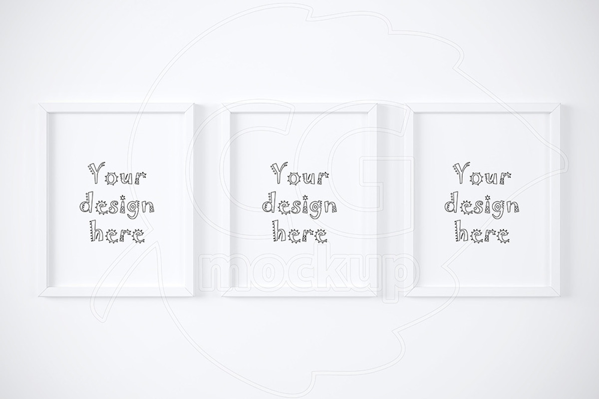 Set of three white frames mockup, a Print Template by CGmockup