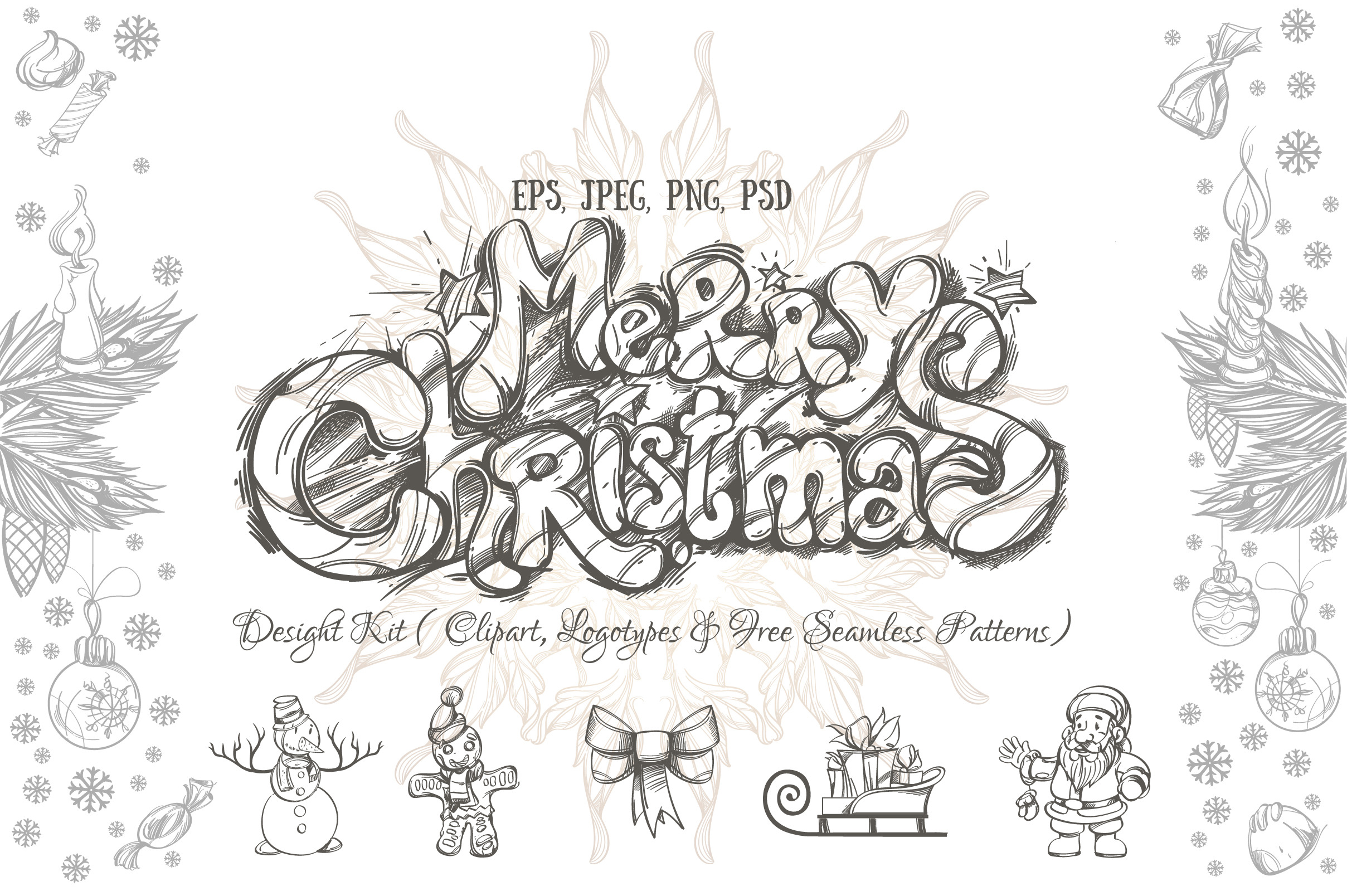 Merry Christmas beautiful design kit, a Decorative Illustration by It's ...
