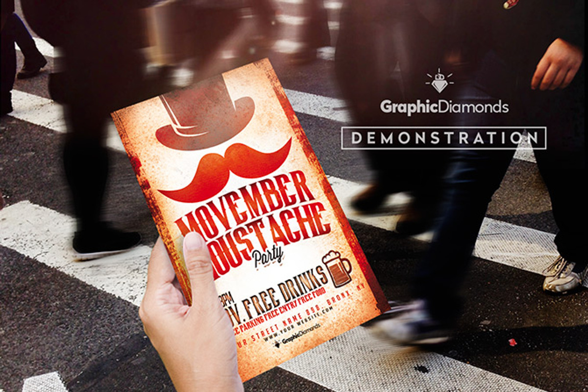 Movember Mustache Party Flyer PSD, a Flyer Template by GraphicDiamonds