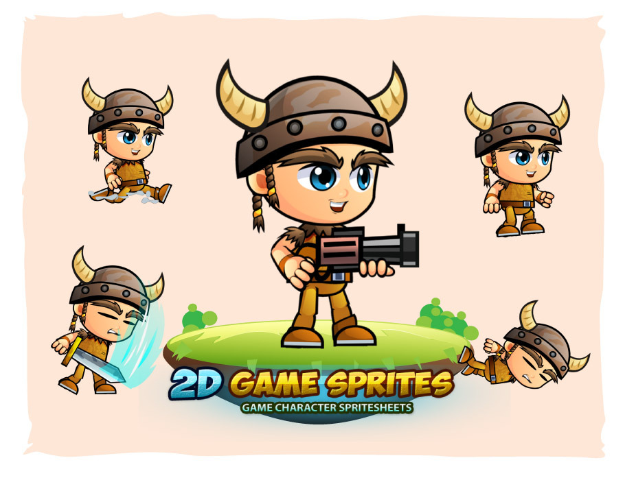 Viking 2D Game Character Sprites, an Illustration by DionArtworks
