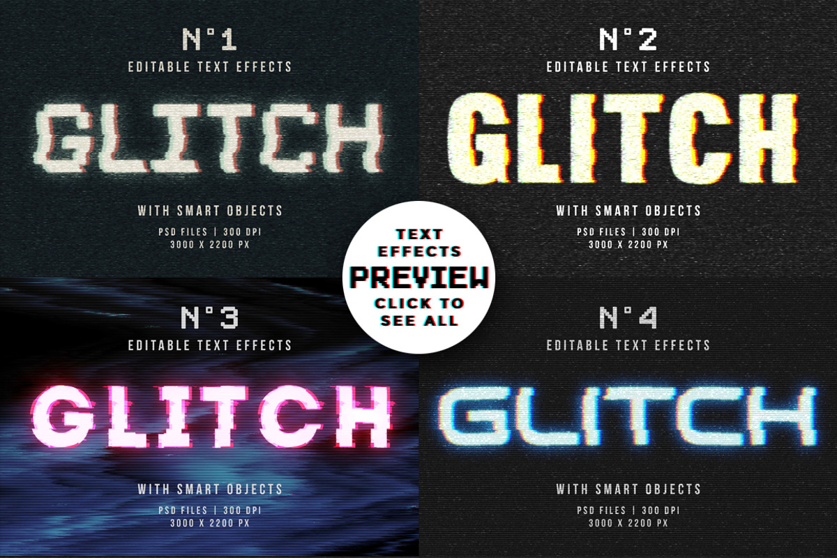 Glitch text effects for Photoshop, a Layer Style Add-On by MiksKS