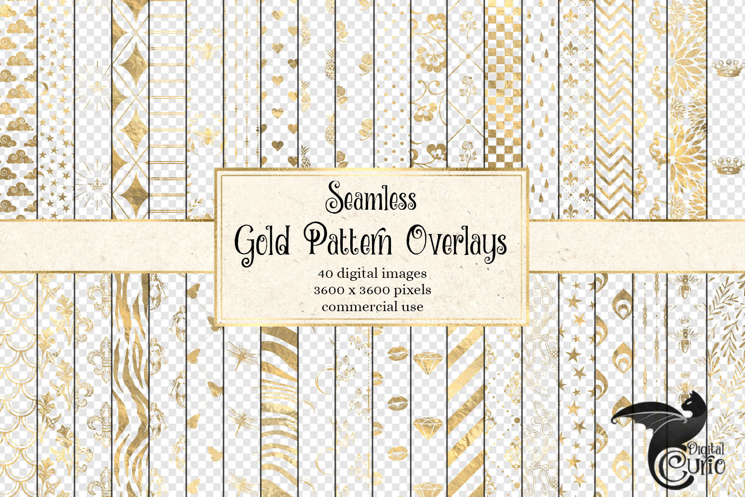Gold Pattern Overlays, a Pattern Graphic by Digital Curio