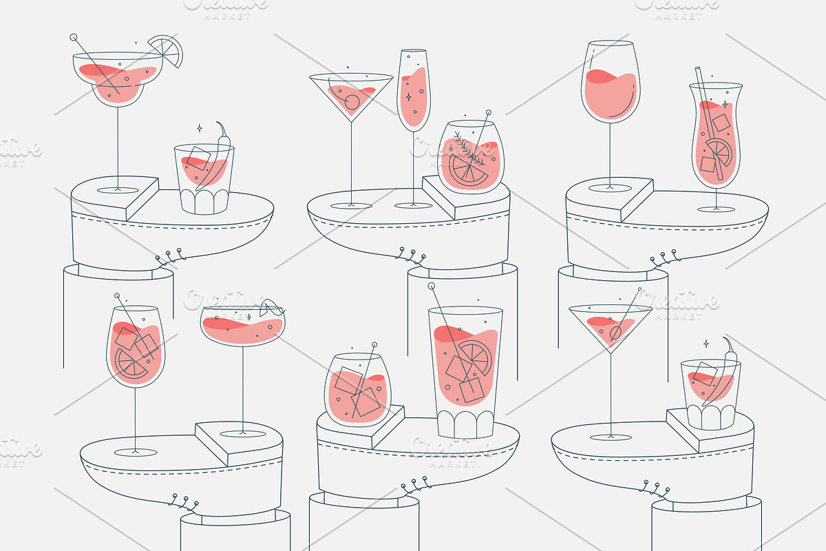 Clink Glass Collection, a Food Illustration by Anna