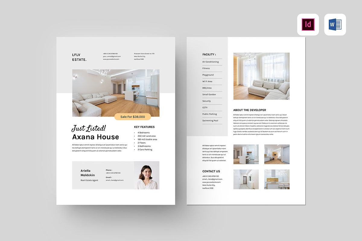 Real Estate Flyer | MS Word & Indd, a Flyer Template by Leaflove