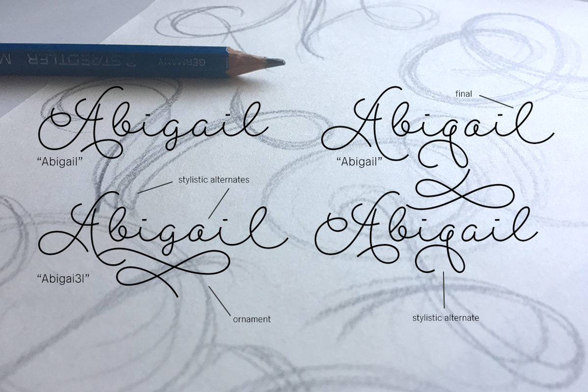 Abigail Script, a Script Font by Roland Huse Design