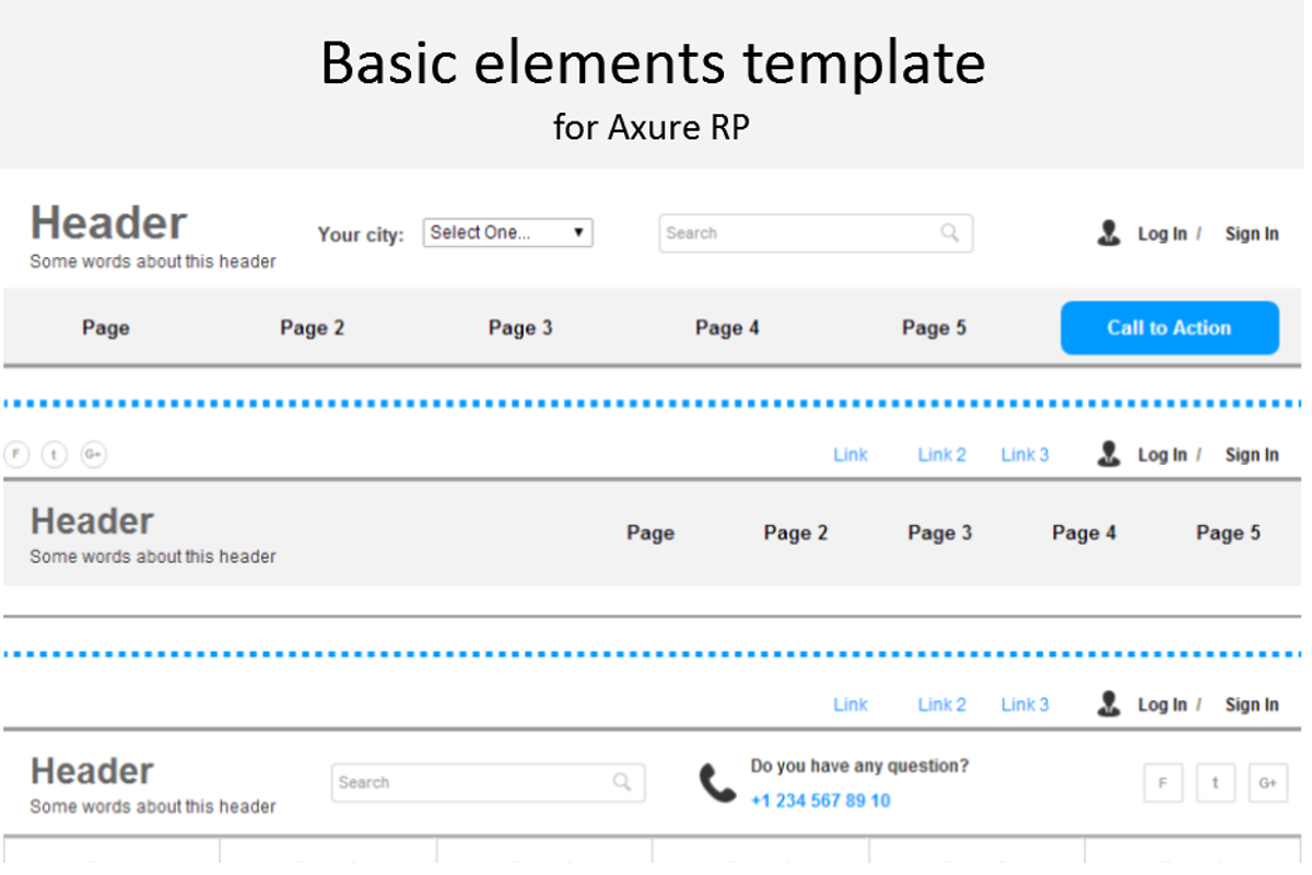 Axure template / Basic elements, a Websites & App Template by Axemplate